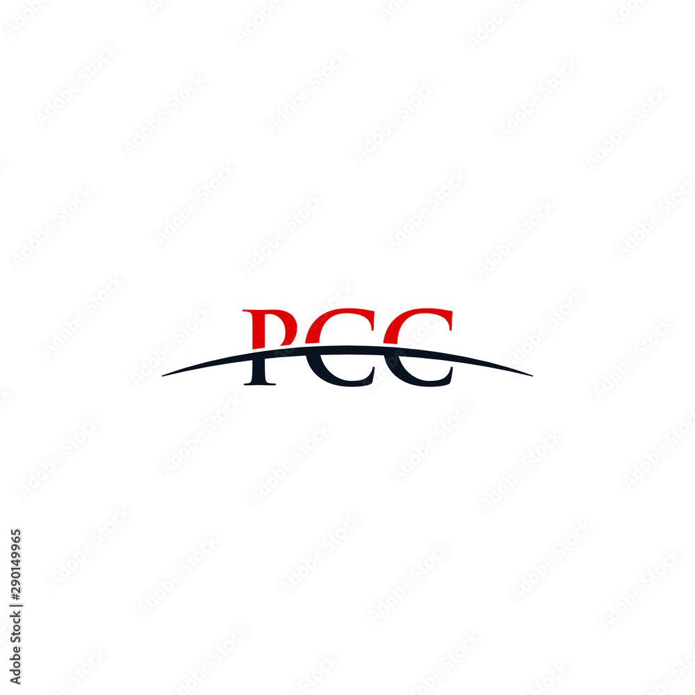 Initial letter PCC, overlapping movement swoosh horizon logo design ...