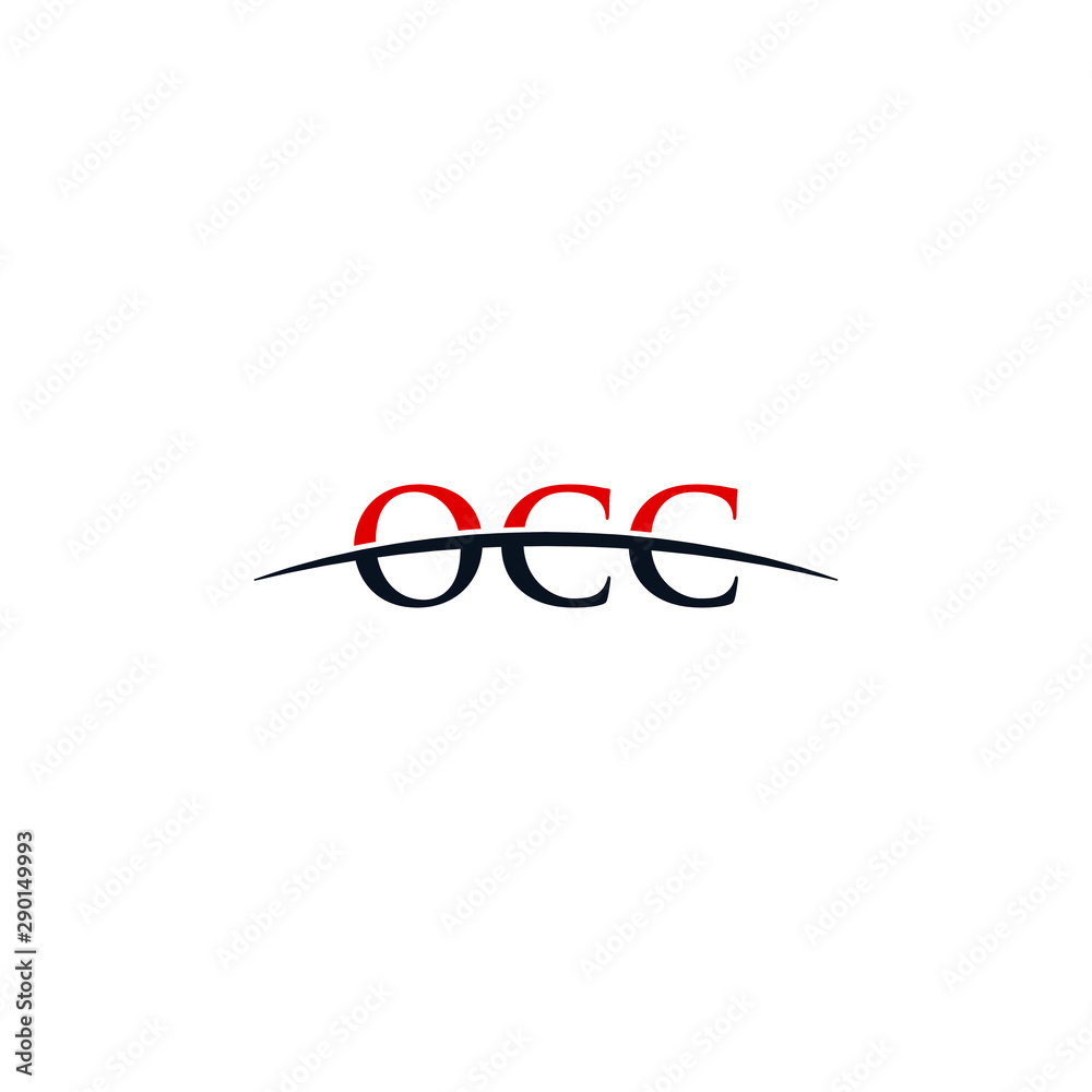 Initial letter OCC, overlapping movement swoosh horizon logo design ...