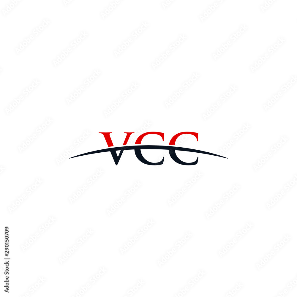 Initial letter VCC, overlapping movement swoosh horizon logo design ...