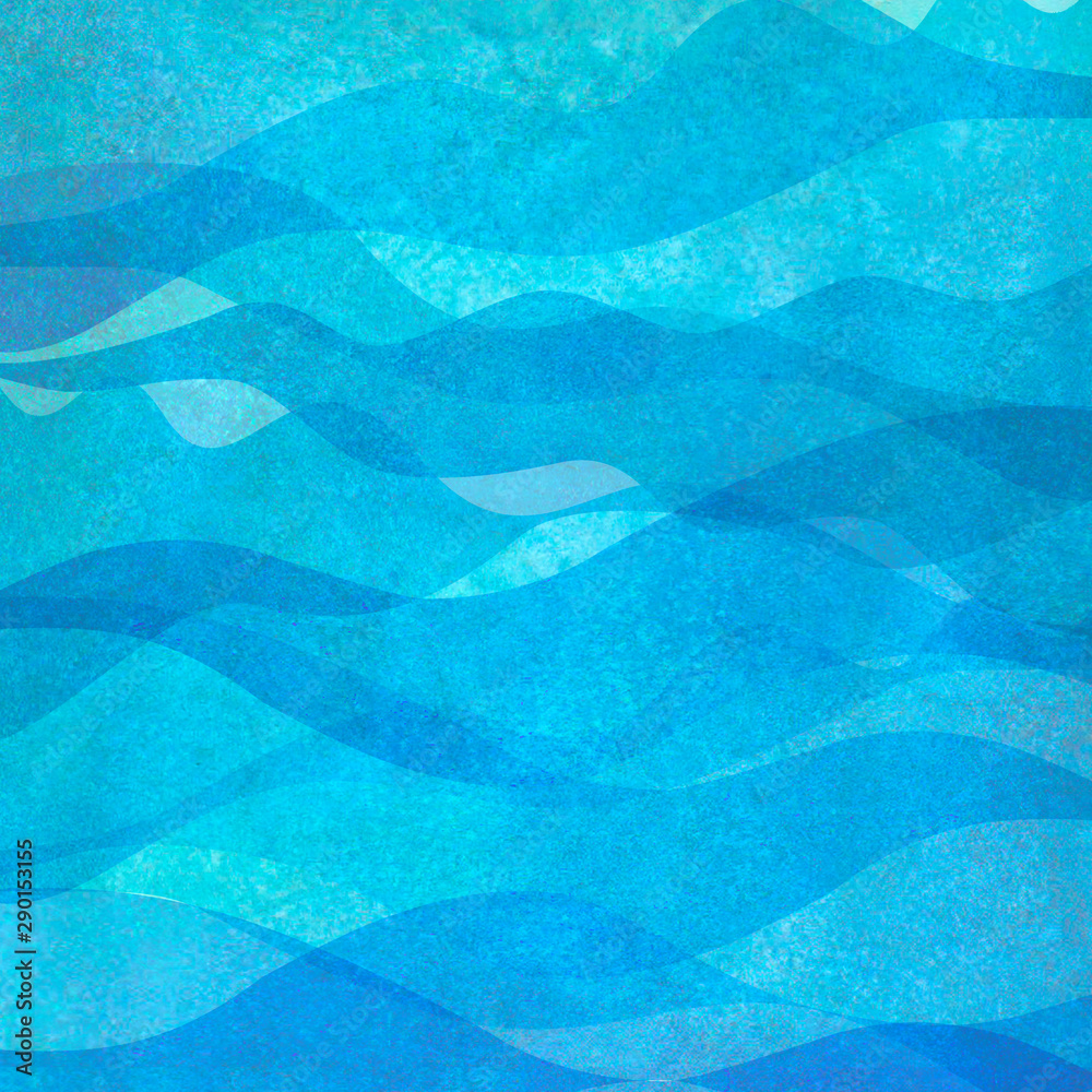 Abstract watercolor transparent sea ocean blue teal turquoise colored ...