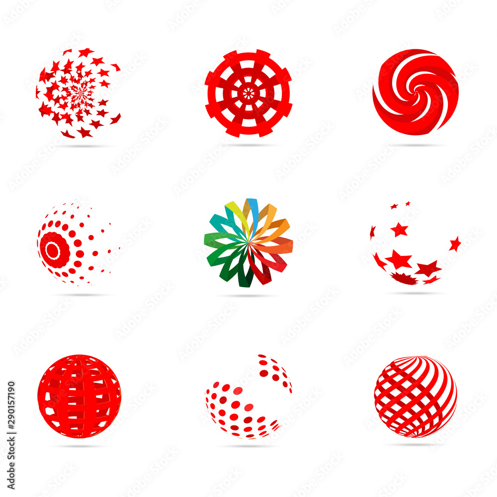 Circle And Globe Logo Set - Isolated On White Background - Vector ...