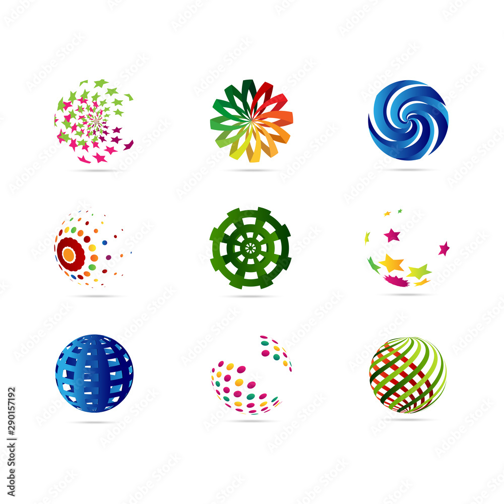 Circle And Globe Logo Set - Isolated On White Background - Vector ...