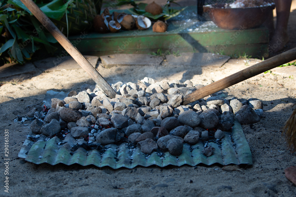 Hawaiian luau fire pit Stock Photo | Adobe Stock