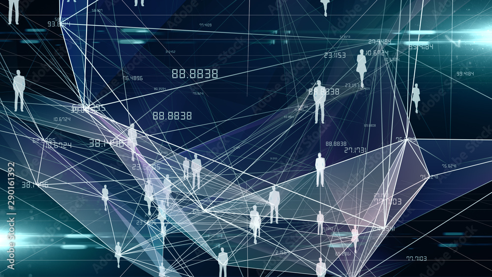 Population density animation of people connected via lines ...