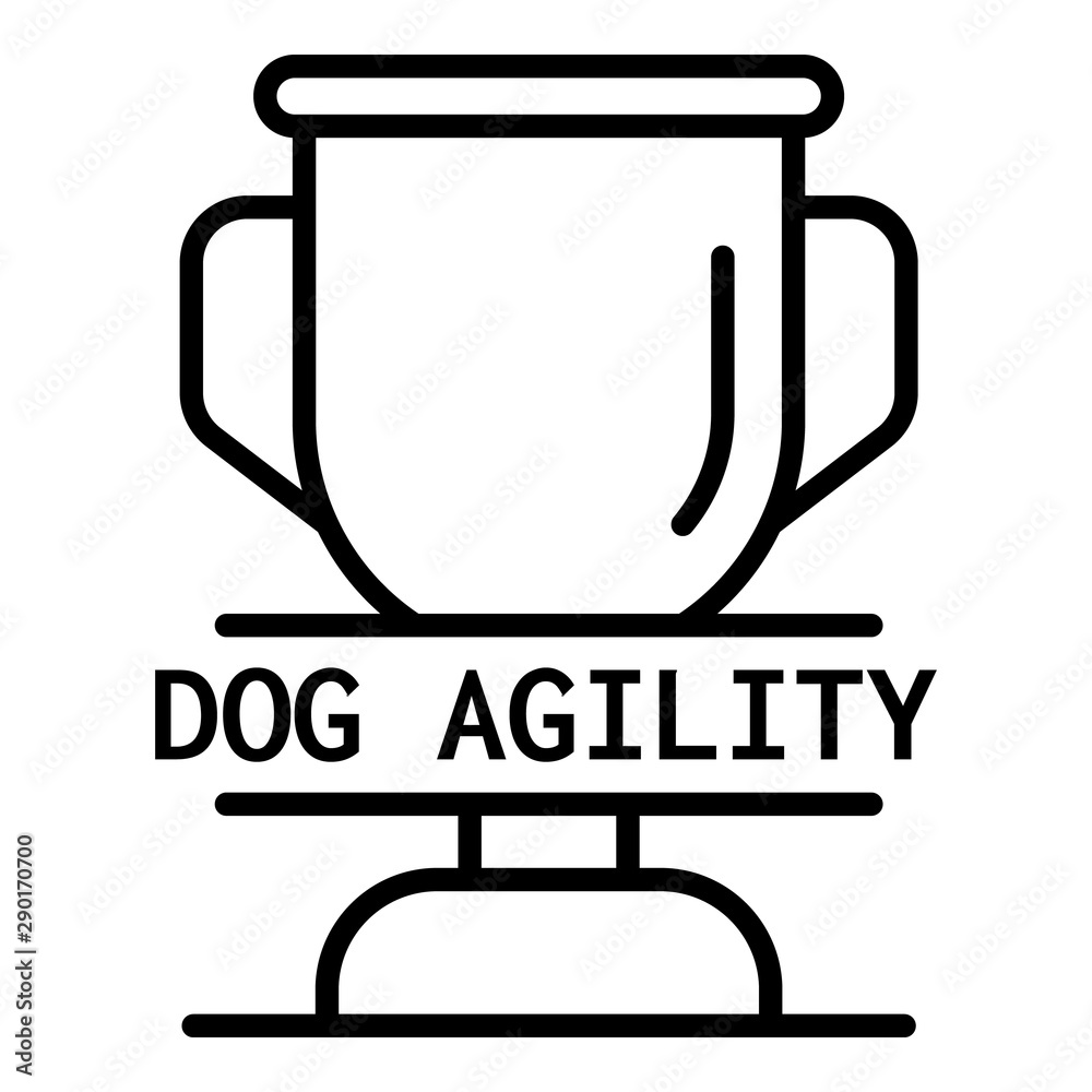Dog agility cup logo. Outline dog agility cup vector logo for web ...