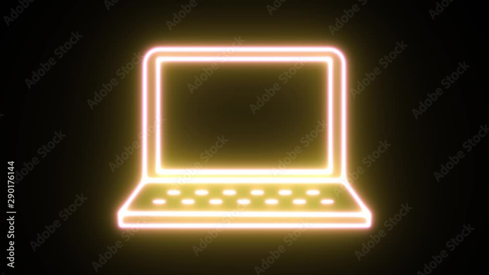Vidéo Stock Neon light animation concept icon computer. Flat animation ...