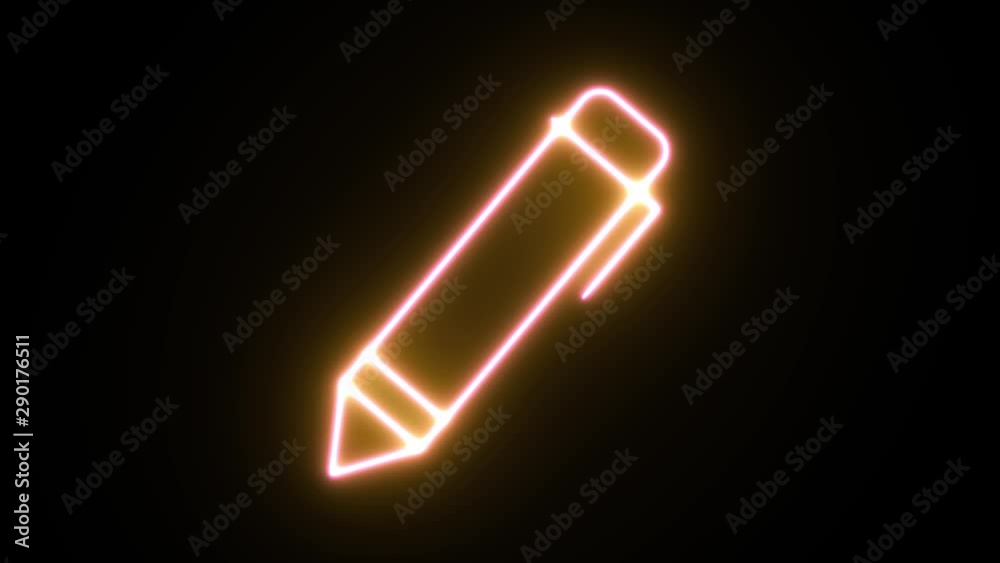 Neon light animation concept icon pen. Flat animation of UI element ...