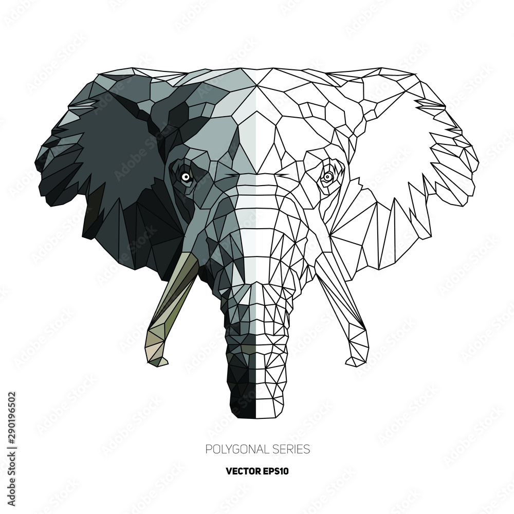 Hipster animal polygonal elephant face. Triangle animal Stock Vector ...
