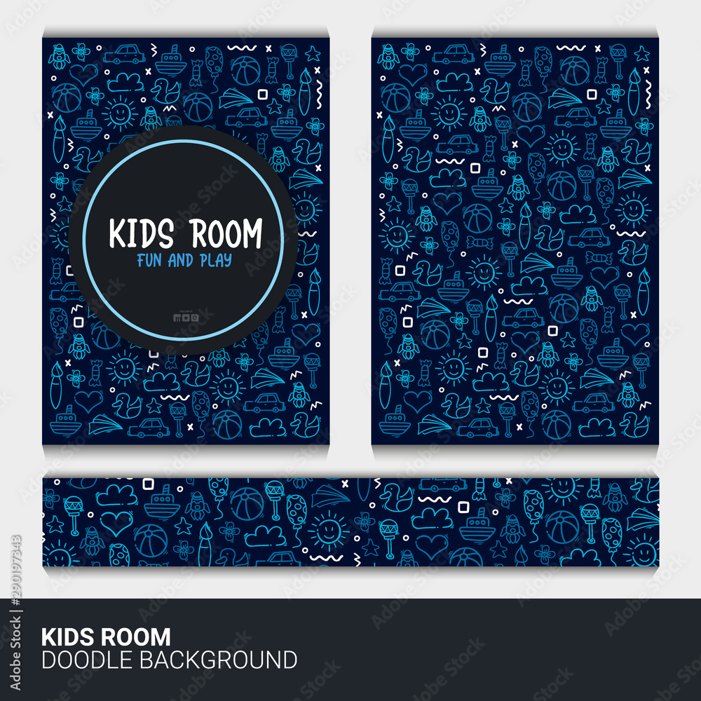 Flyer or brochure template with kids doodle background. Stock Vector ...