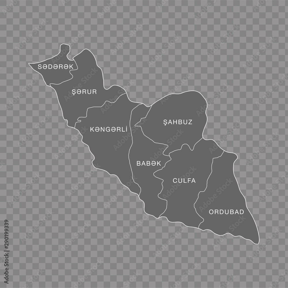 Nakhchivan Map with its regions and its names. Vector Illustration ...