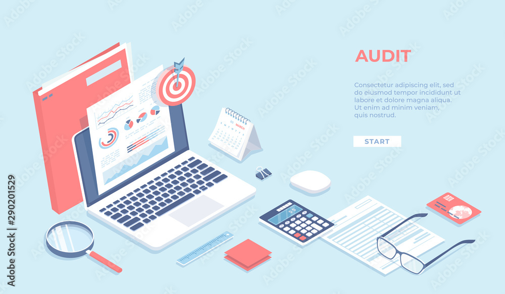 Auditing, analysis, accounting, calculation, analytics. Documents with ...