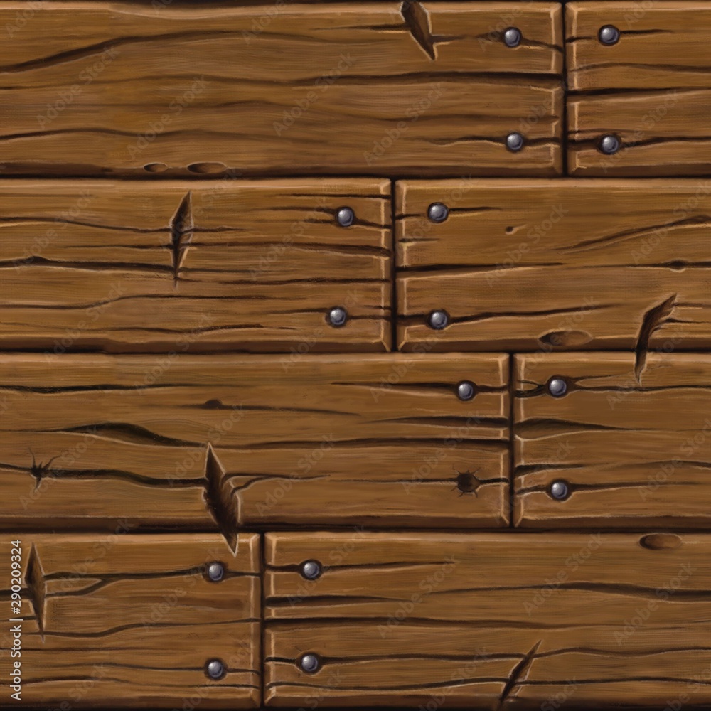 Hand Painted planks cartoon style texture square seamless version Stock ...
