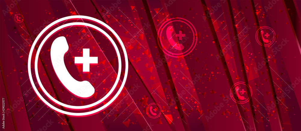 Emergency call icon Abstract design bright red banner background Stock ...