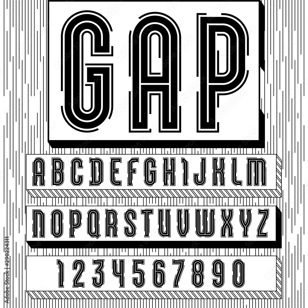 Vektorová grafika „Alphabet with gap, sans serif font, black letters ...