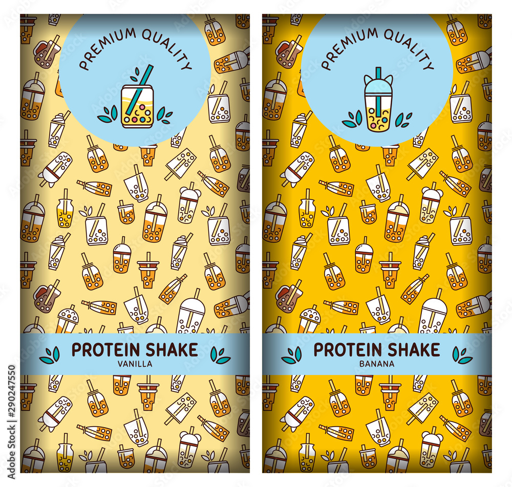 Vector background for protein shake packages, individual pack, labels ...
