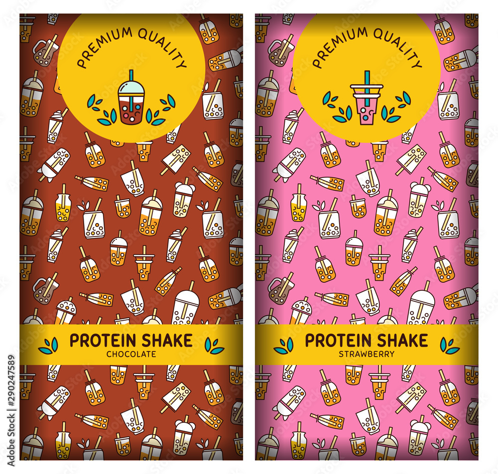 Vector background for protein shake packages, individual pack, labels ...
