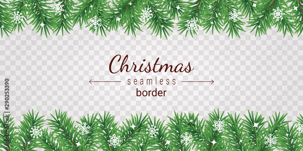 Christmas tree seamless border on transparent background - garland from ...