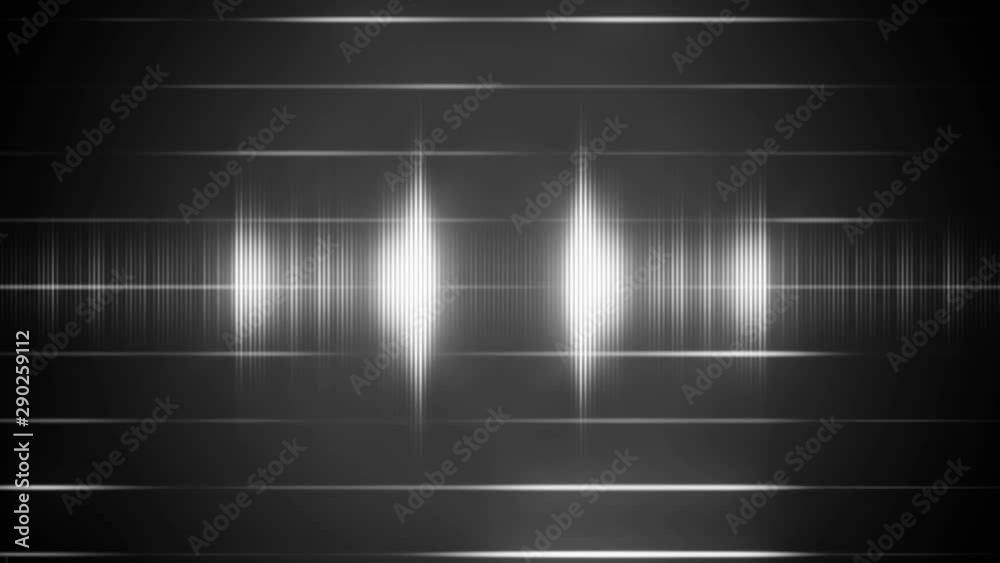 An Animation of white audio sound waveform on the black background. A ...