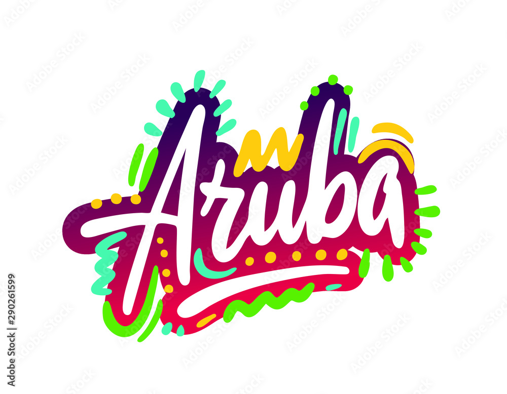 Aruba, text design. Vector calligraphy. Typography poster. Usable as ...