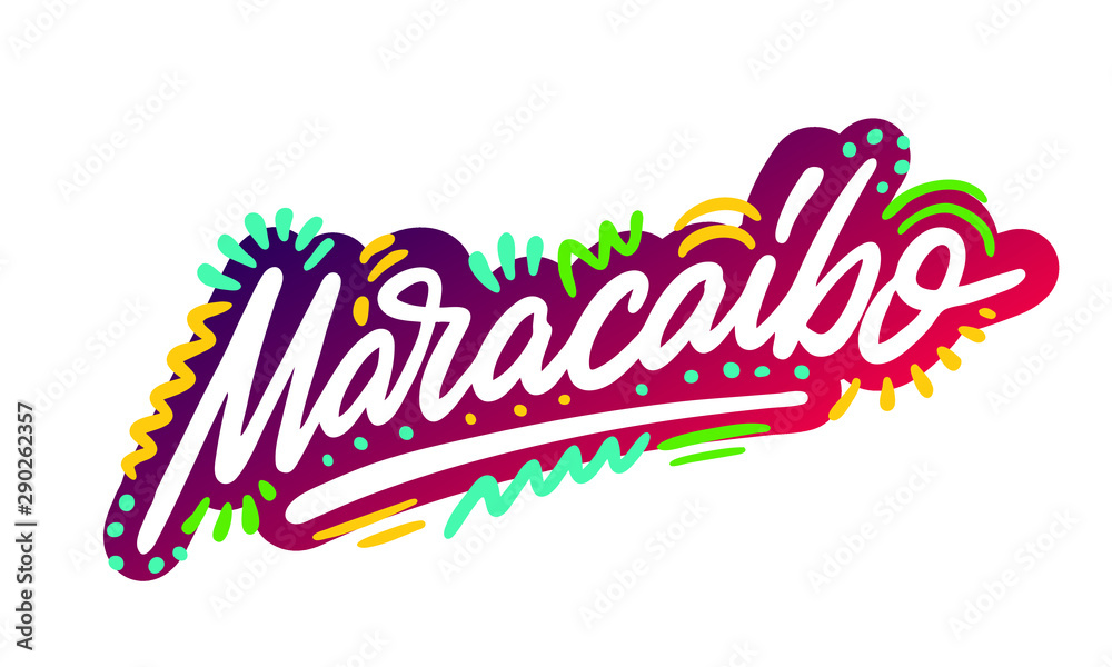 Maracaibo, text design. Vector calligraphy. Typography poster. Usable ...