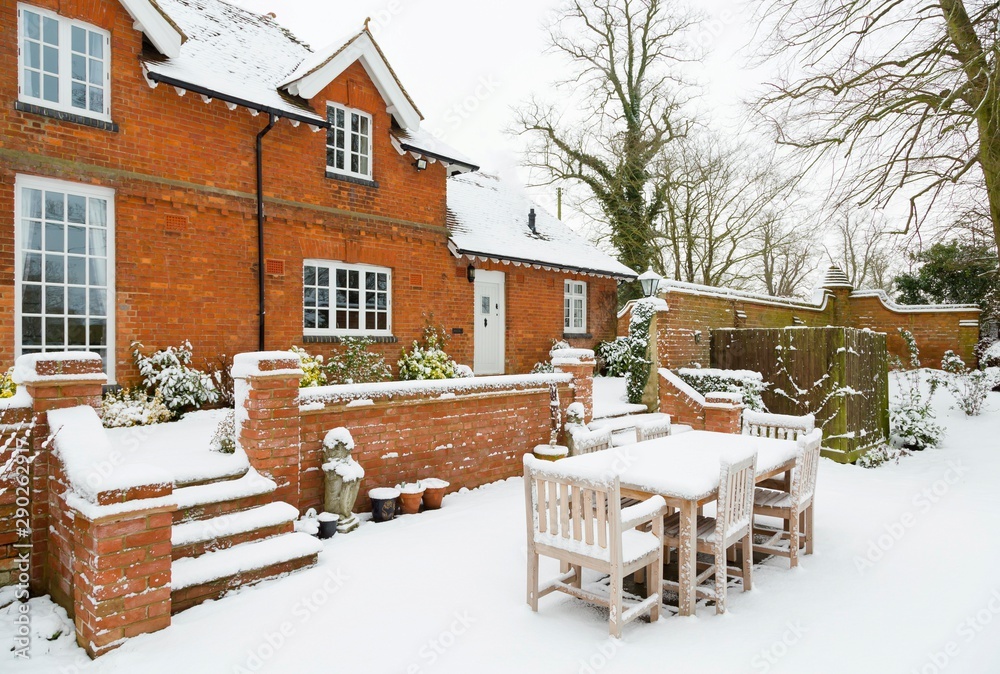 House, mansion in winter snow Stock Photo | Adobe Stock
