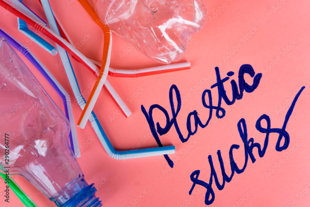 The problem of plastic pollution of nature and land. Stock Photo ...
