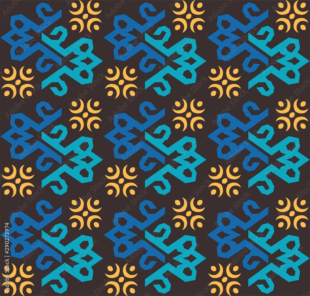 seamless pattern of borneo batik style. traditional Indonesian fabric ...