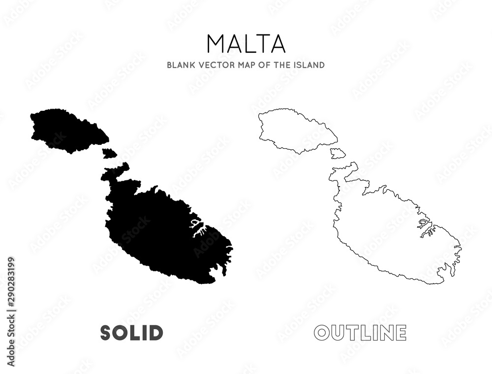 Malta map. Blank vector map of the Island. Borders of Malta for your ...