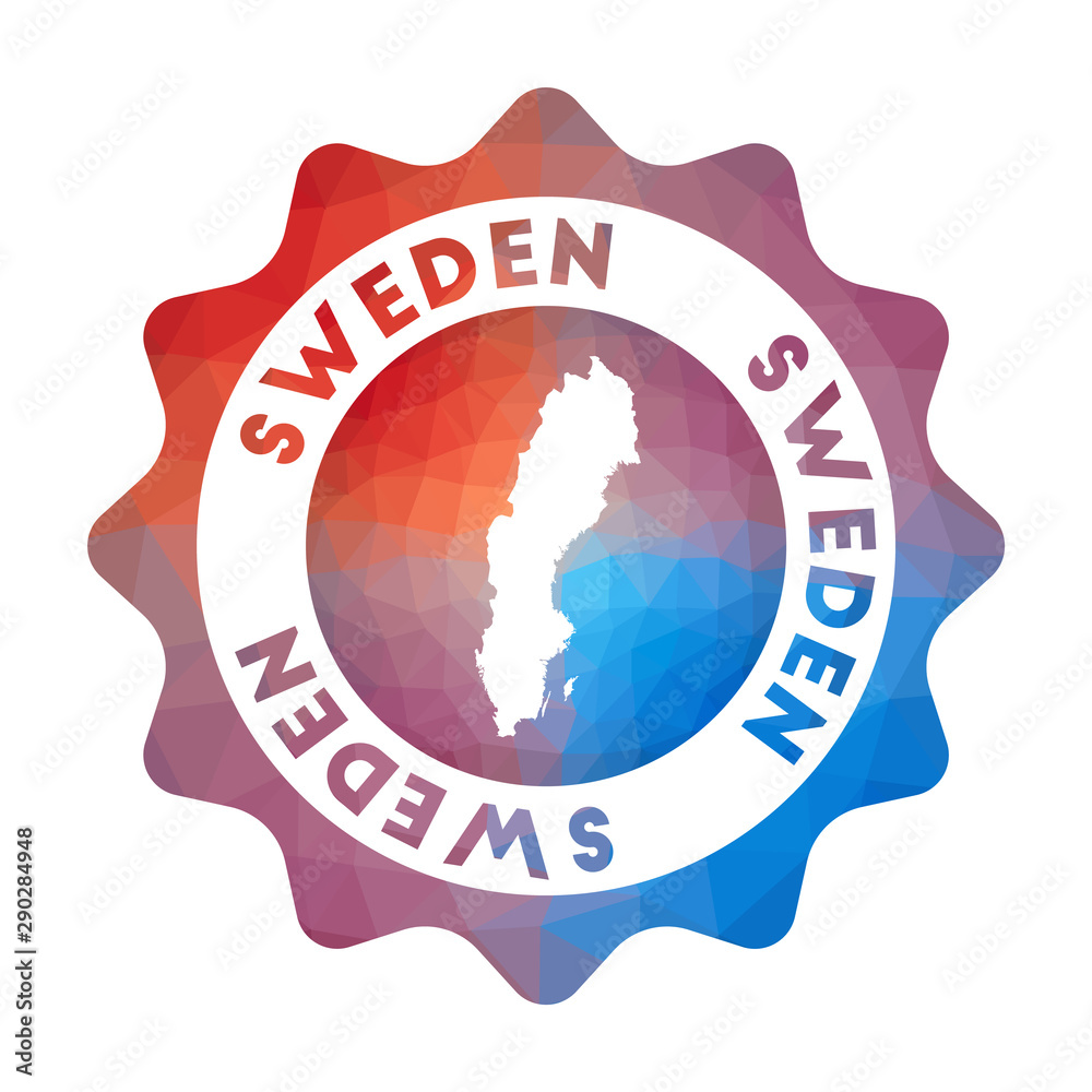 Sweden low poly logo. Colorful gradient travel logo of the country in ...