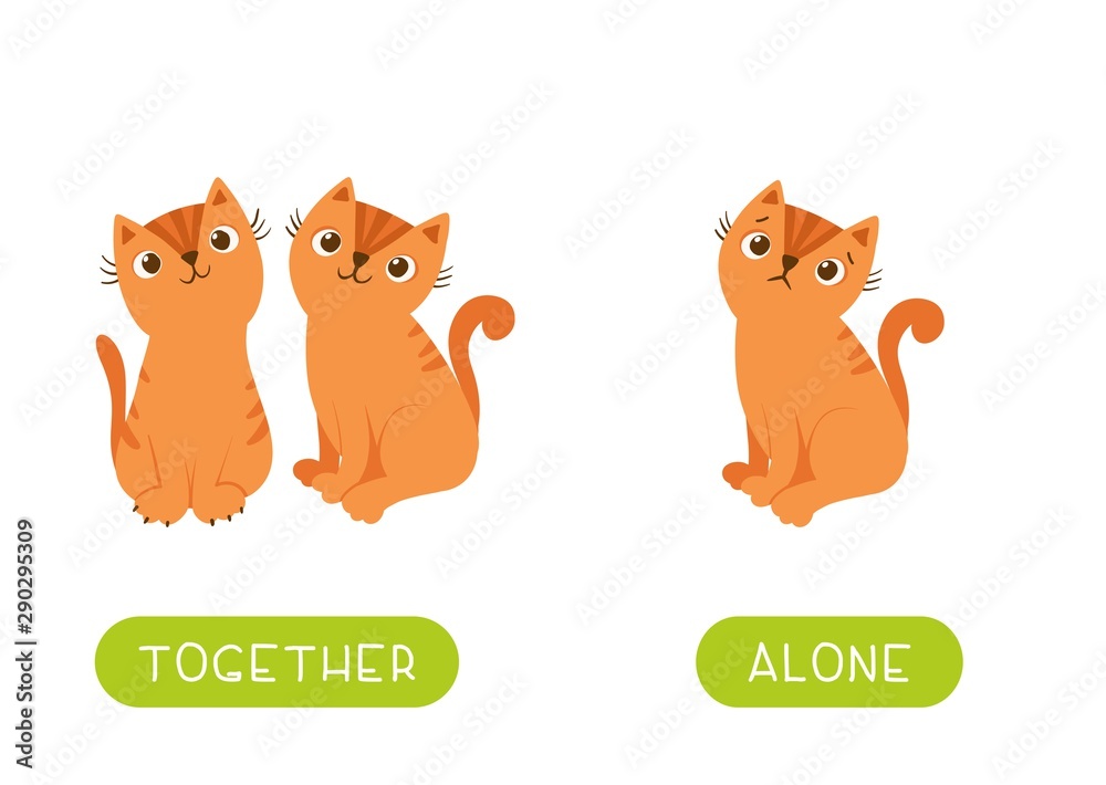 Flashcard with antonyms for children vector template. Opposites concept ...