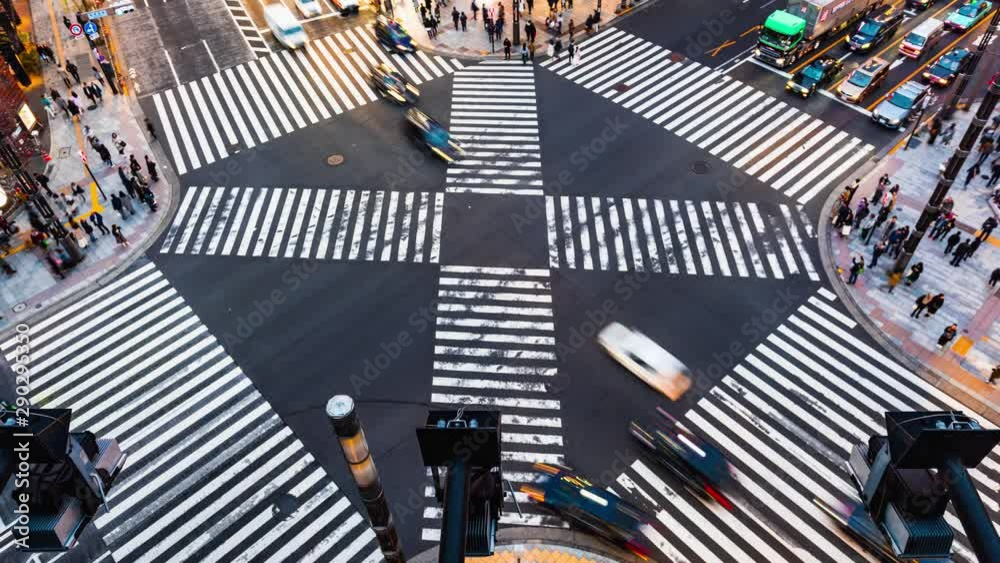 Time lapse People passing the street crossing in Ginza district, Tokyo ...