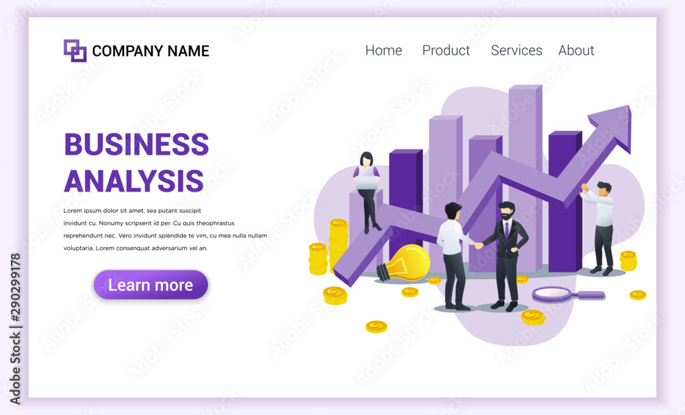 Business analysis with characters businessman came to an agreement and ...