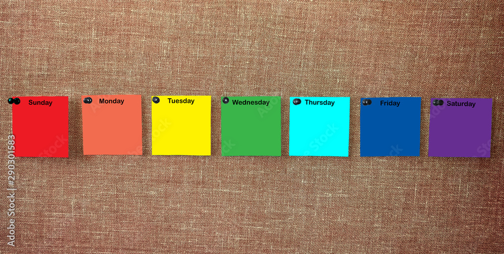Stickers. Days of the week. Colors of rainbow. Stock Photo | Adobe Stock