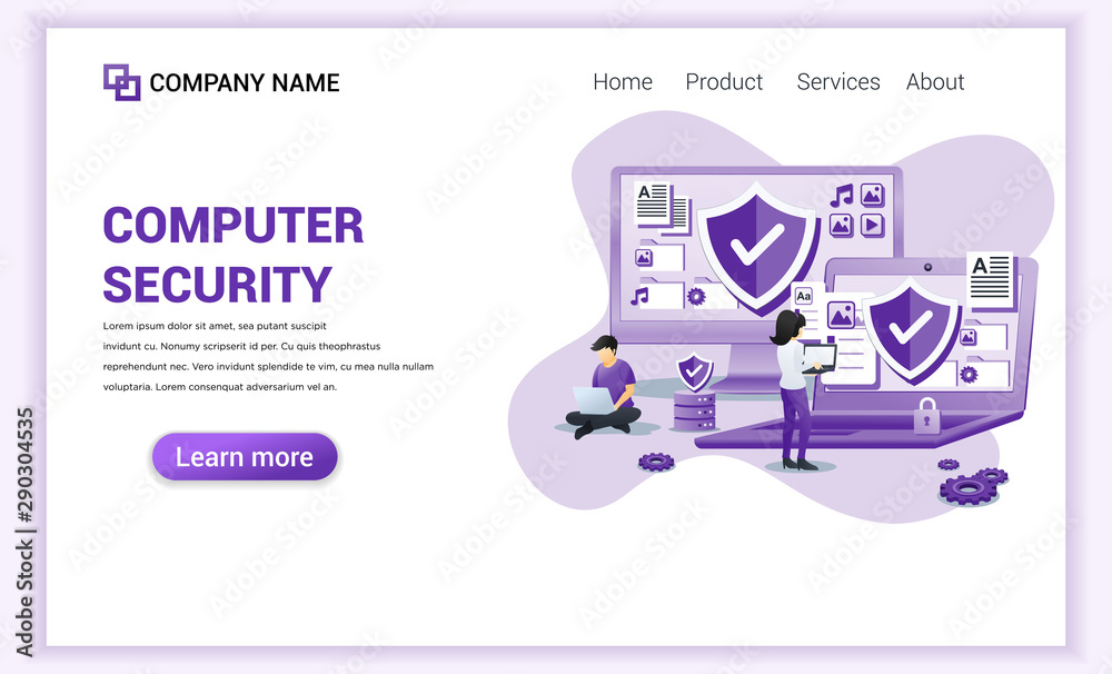 Modern Flat design concept of Computer Security with characters using ...