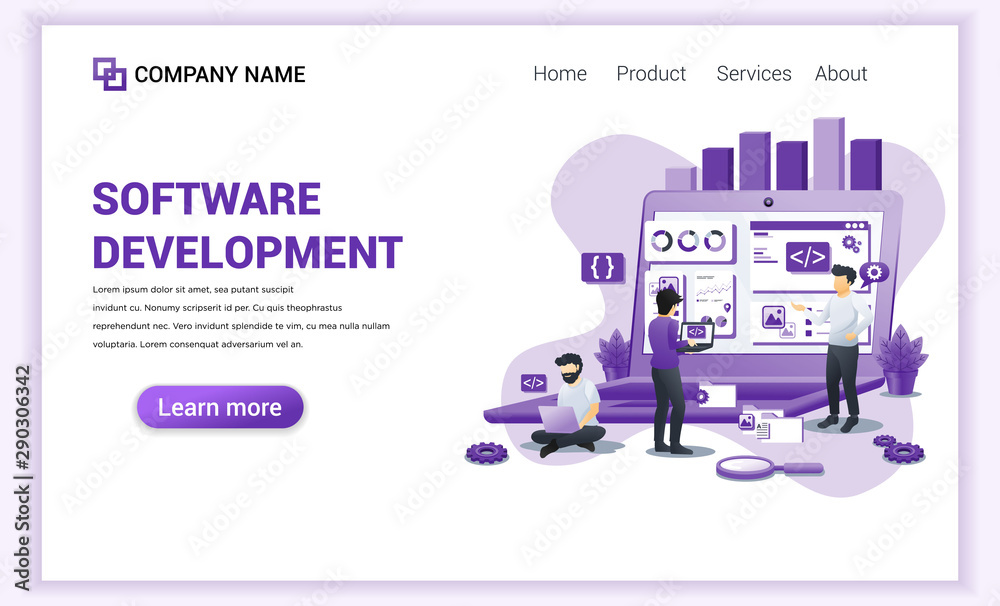 Modern Flat design concept of Software Development with characters on ...