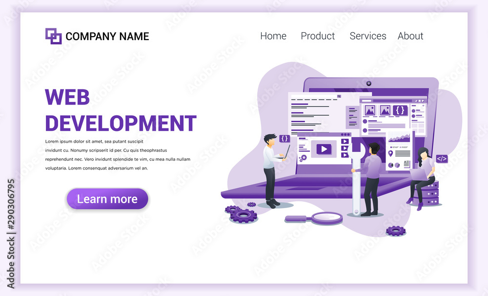Modern Flat design concept of Web Development with characters on screen ...