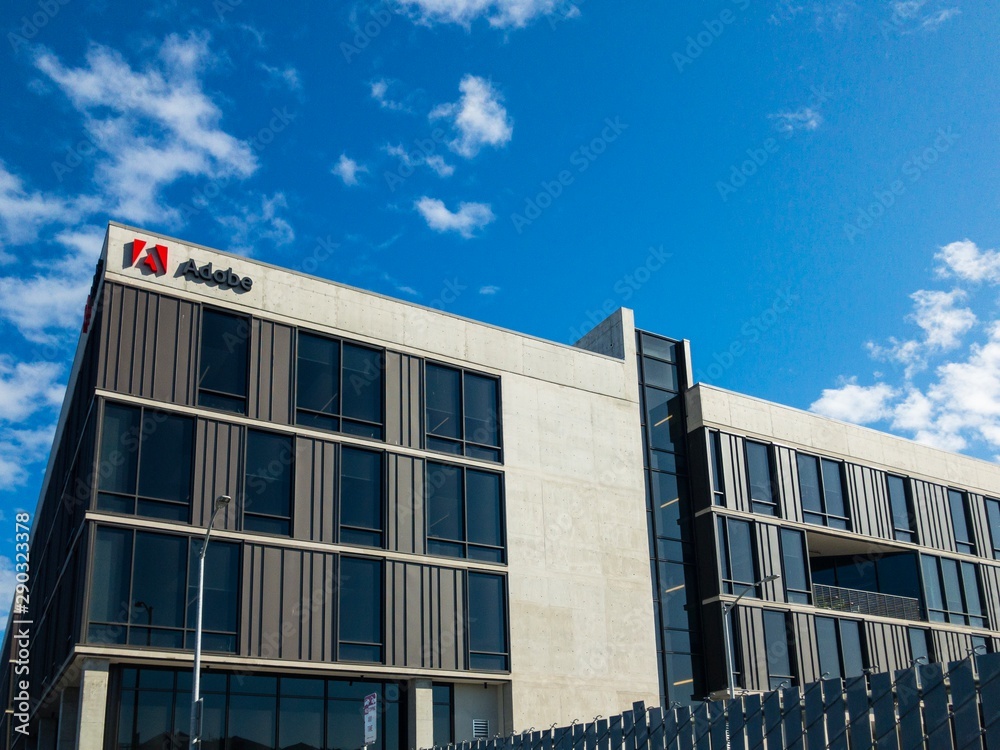 Adobe Logo / Sign On Outside of Office Building in San Francisco ...