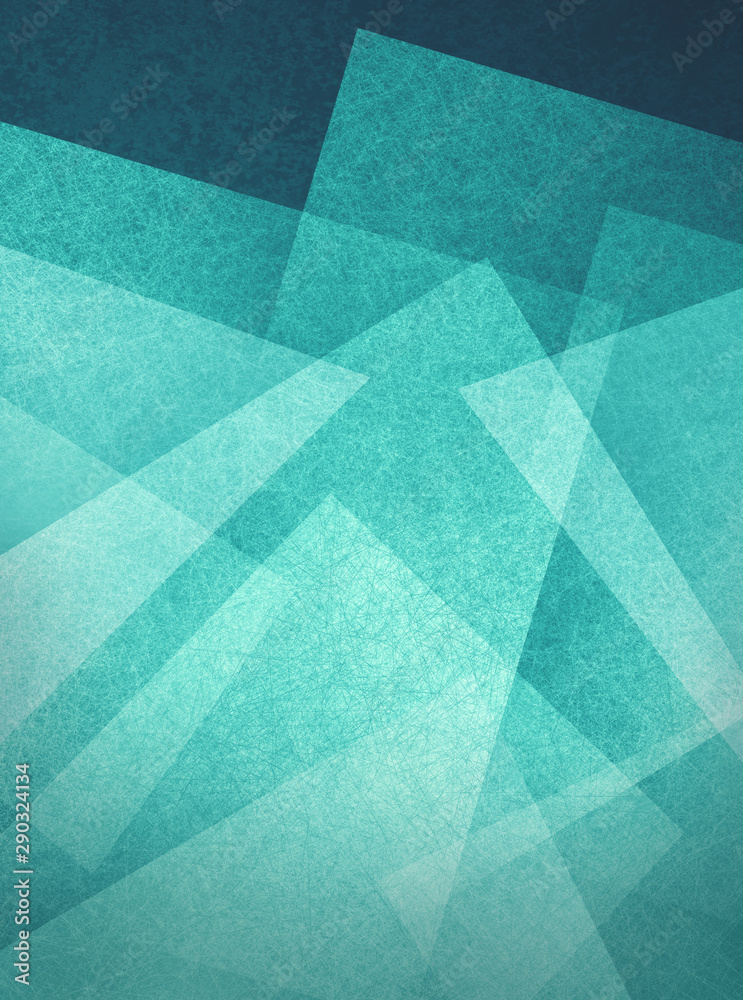 blue green and white geometric abstract background with blocks, squares ...