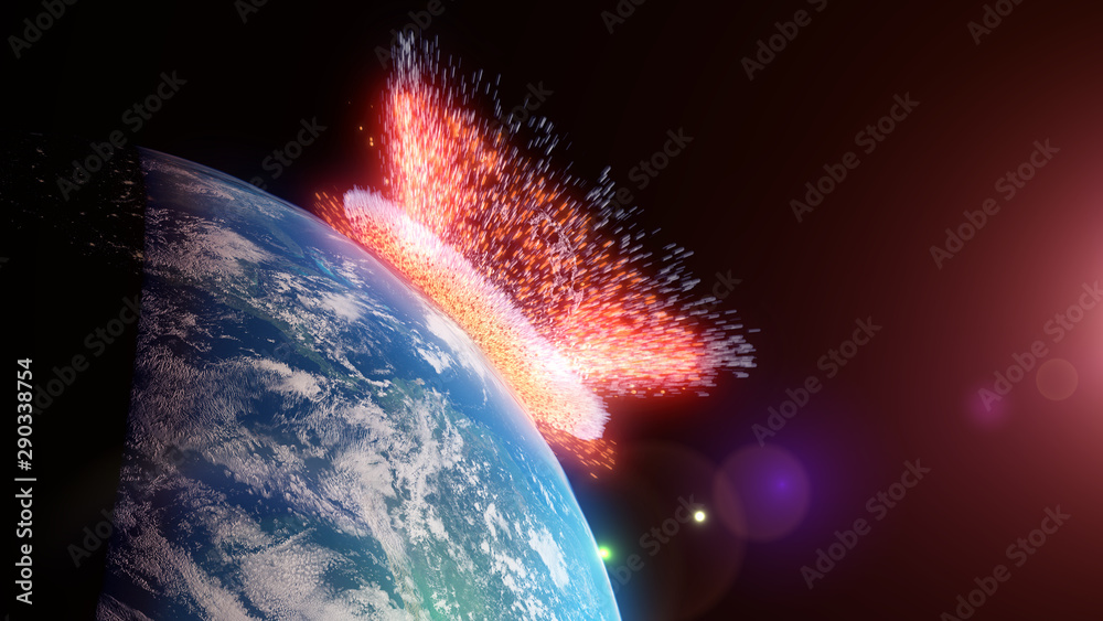 3d rendered illustration of an asteroid impacts earth Stock ...