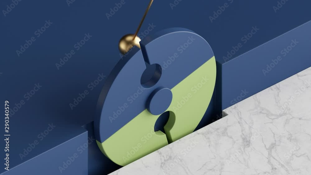 seamless minimal animation, golden ball pendulum, blue green rotating ...