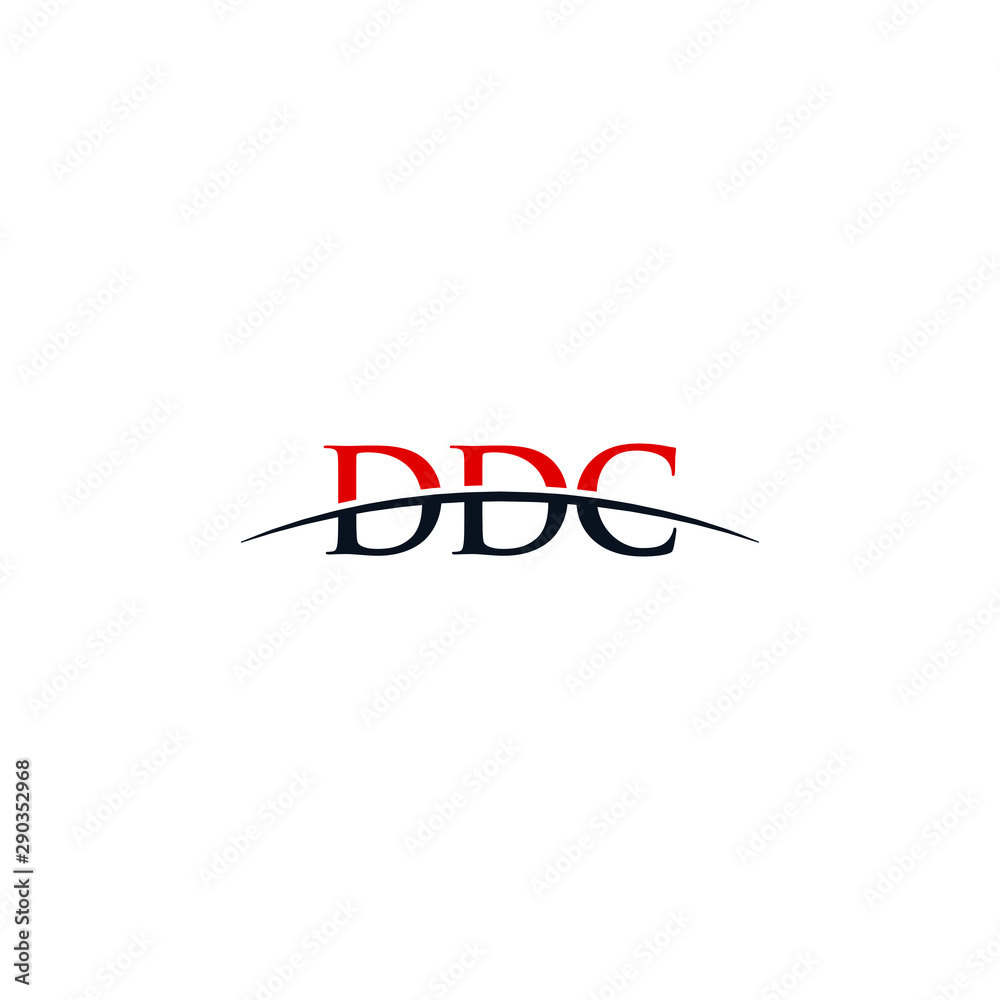 Initial letter DDC, overlapping movement swoosh horizon logo company ...