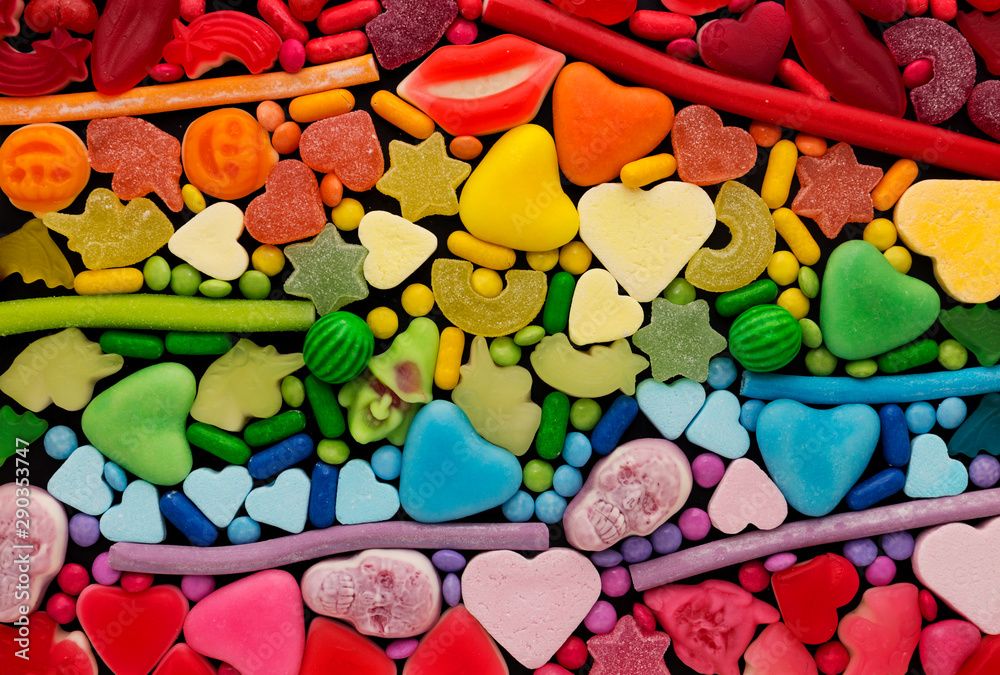Assortment of candy ordered in rainbow colors Stock Photo | Adobe Stock