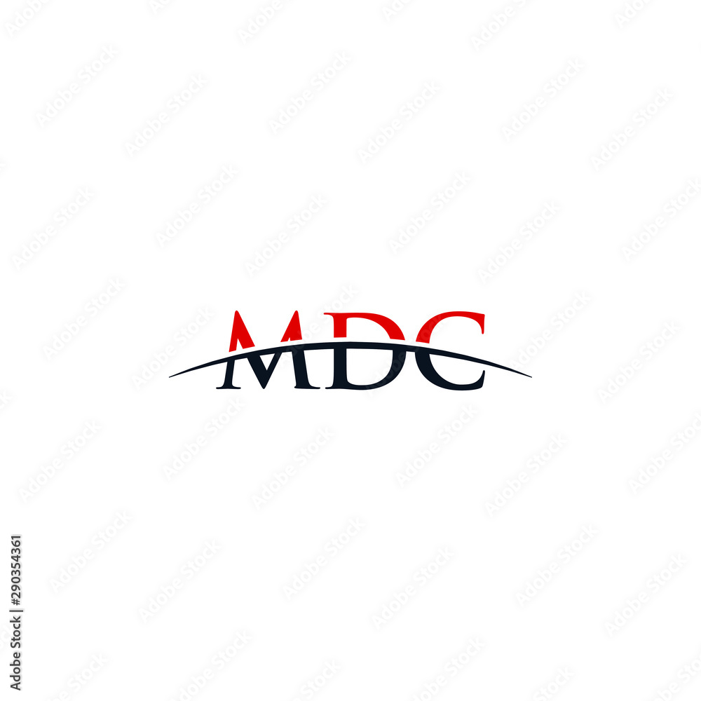 Vetor de Initial letter MDC, overlapping movement swoosh horizon logo ...