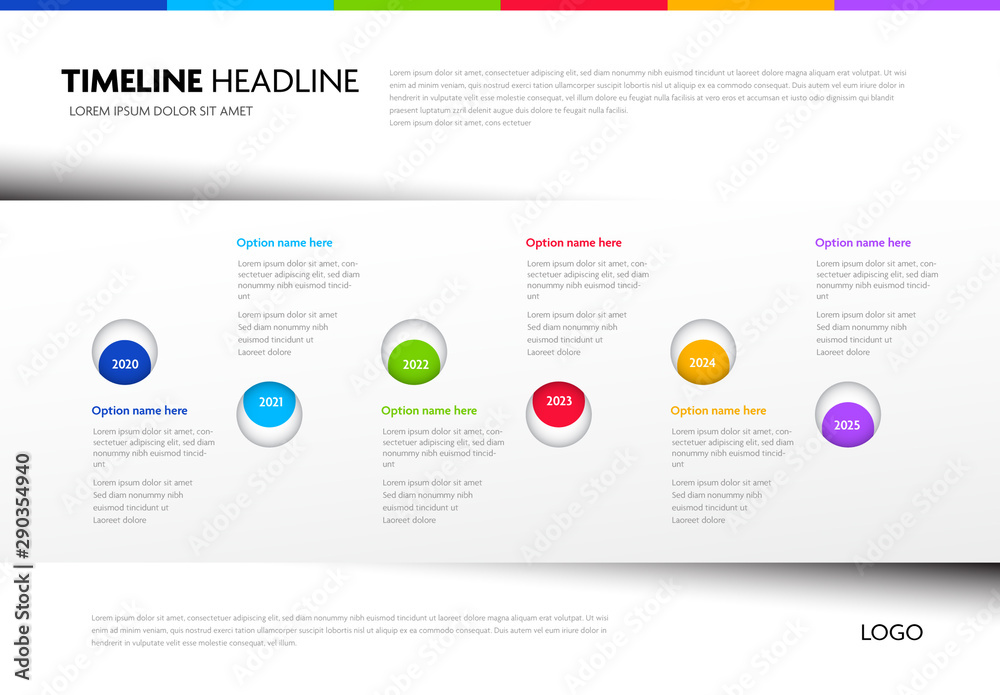 Horizontal Timeline Layout with Shadows Stock Template | Adobe Stock