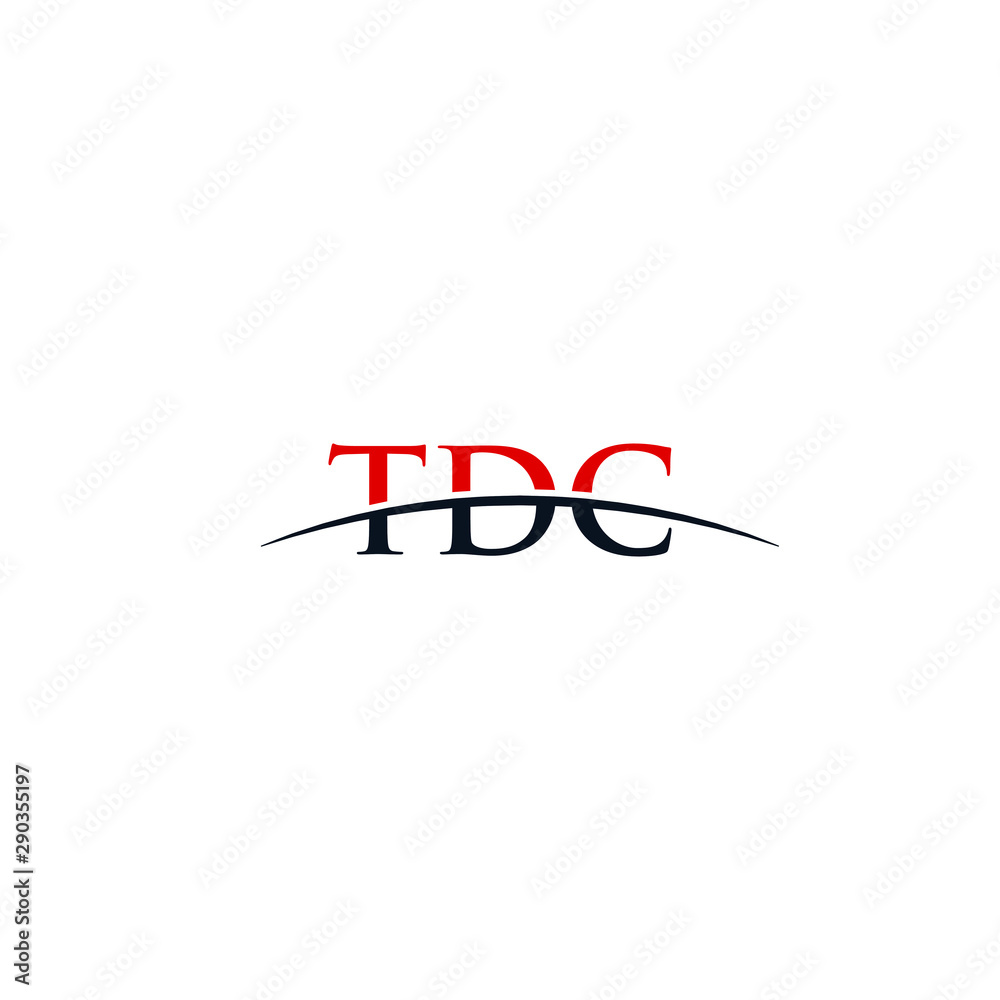 Initial letter TDC, overlapping movement swoosh horizon logo company ...