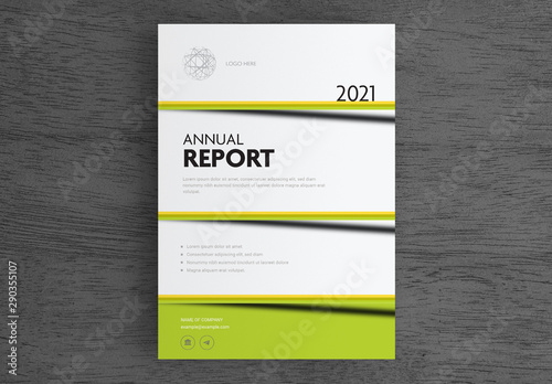 Report Cover Layout with Green Stripes and Shadows Stock Template ...
