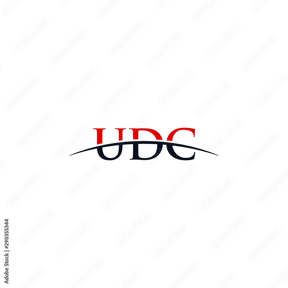 Initial letter UDC, overlapping movement swoosh horizon logo company ...