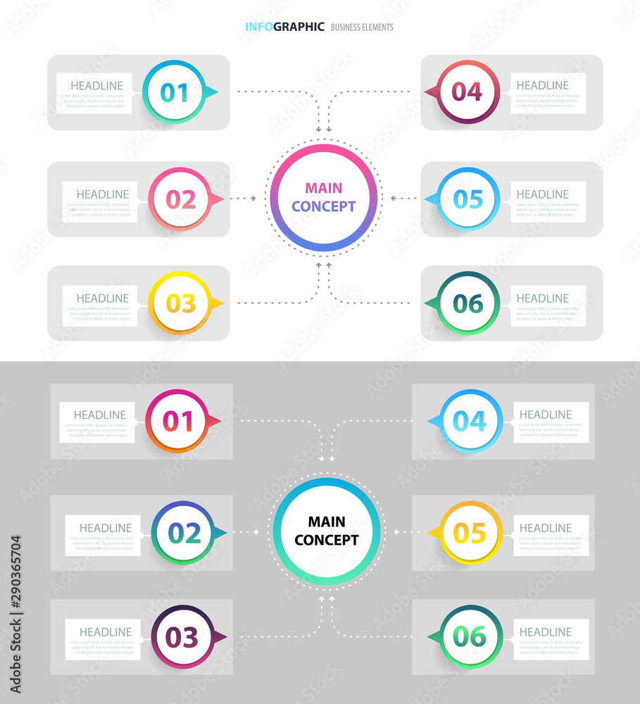 Abstract infographic template with a six steps for success. Business ...