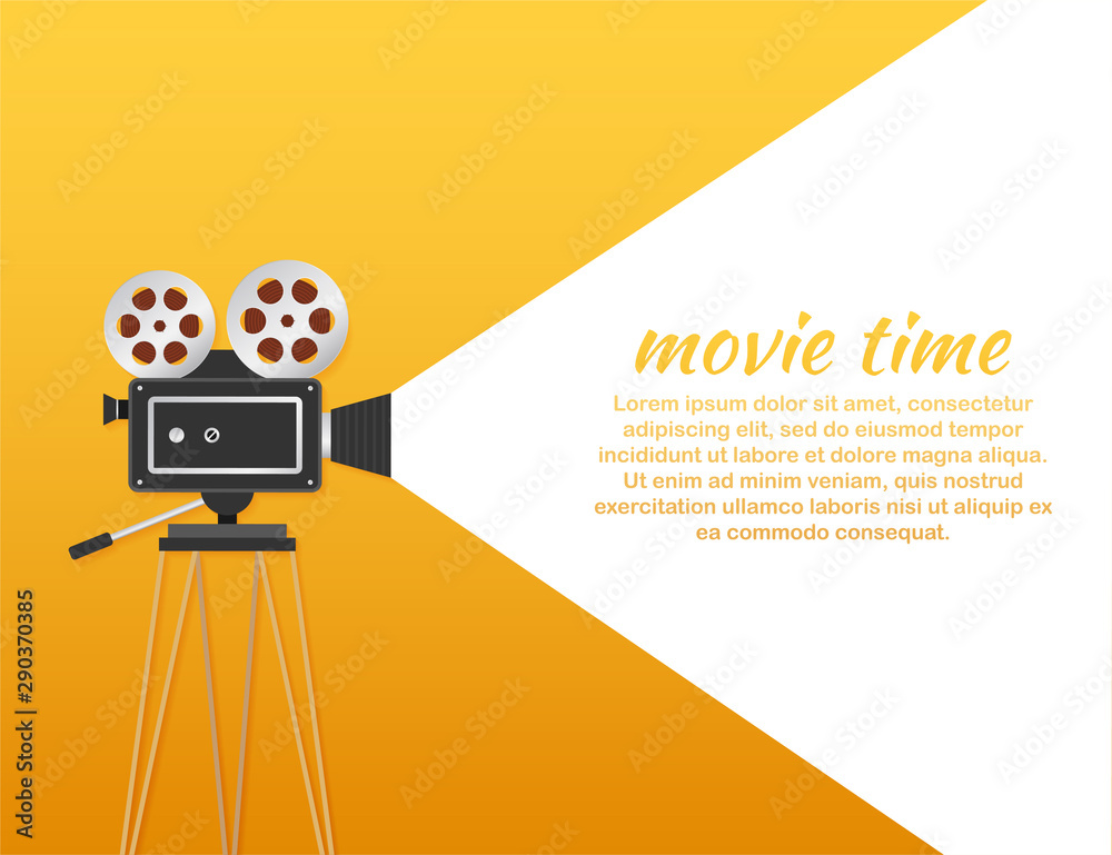 Lovely movie time concept layout with film projector and text area with ...
