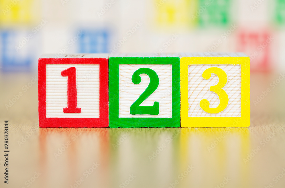 The Numbers 123 in Alphabet Building Blocks Stock Photo | Adobe Stock